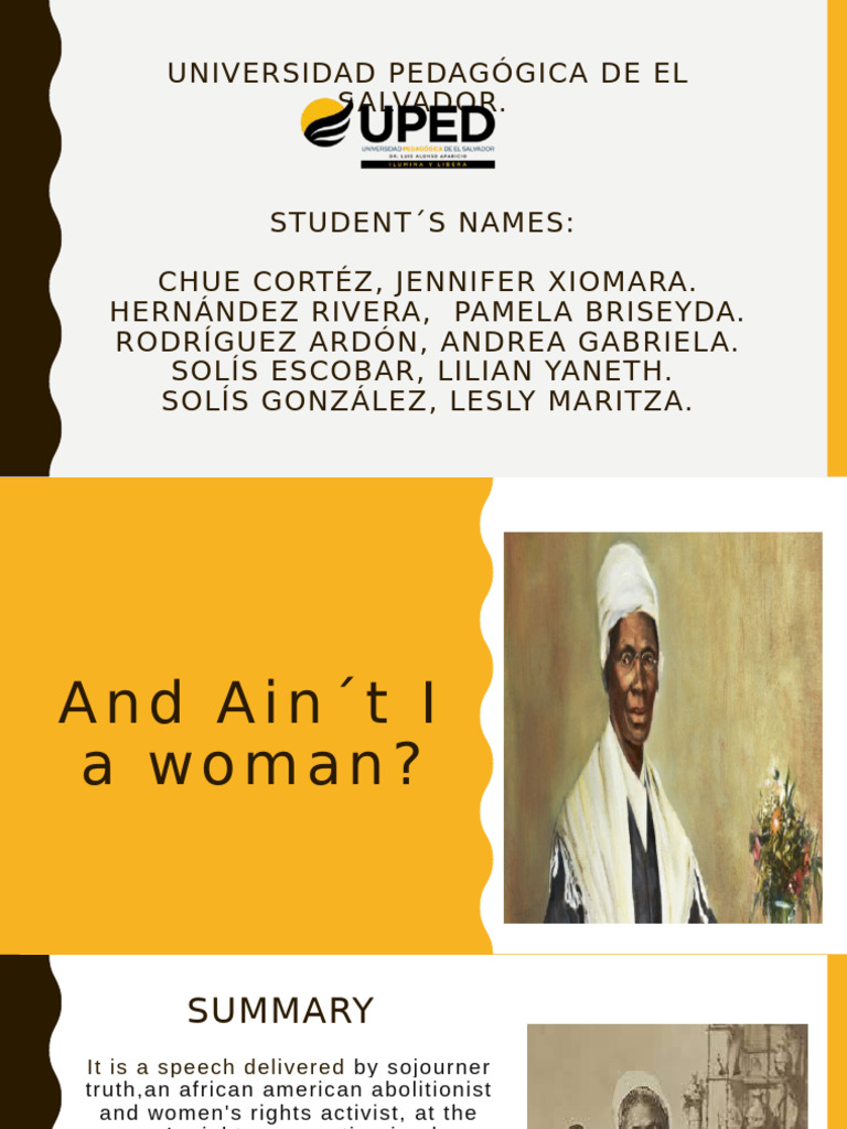 Sojourner Truth's "Ain't I A Woman?" Speech | PDF | Social Science