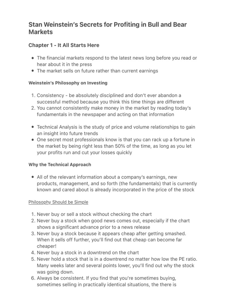 Stan Weinstein's Secrets For Profiting in Bull and Bear Markets (Notes ...