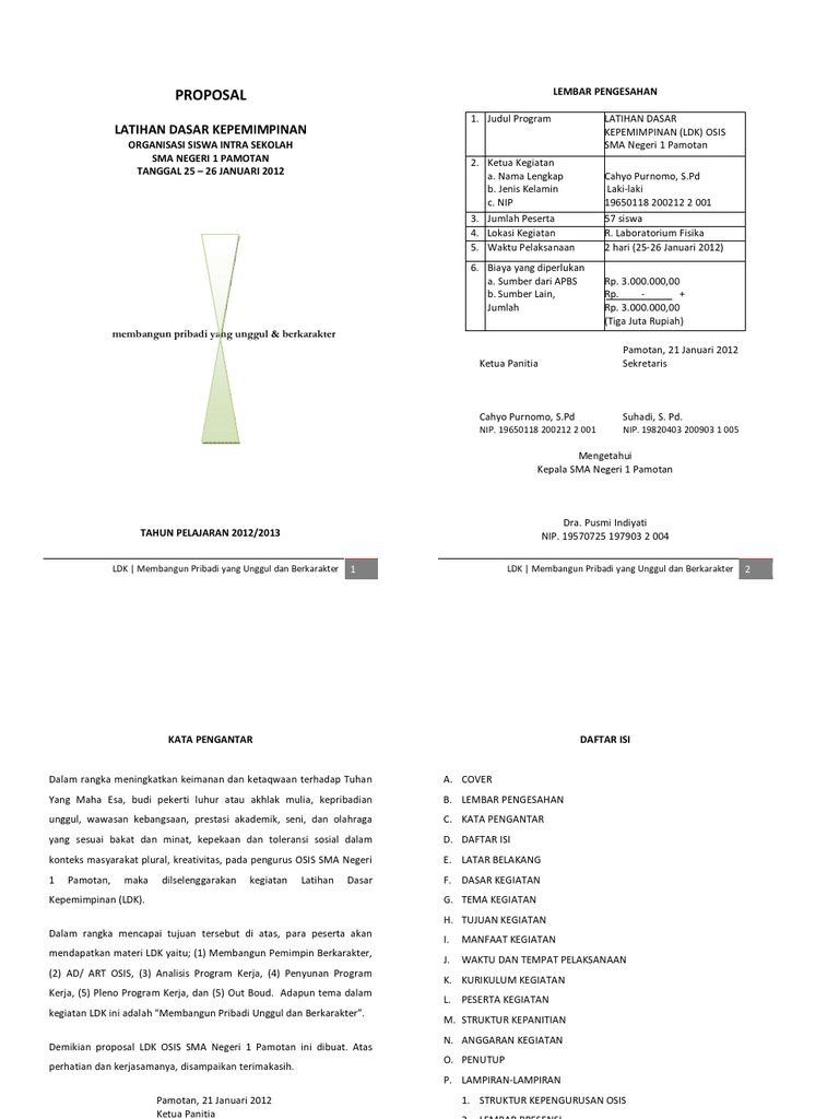 Proposal LDK OSIS SMA PAMOTAN | PDF