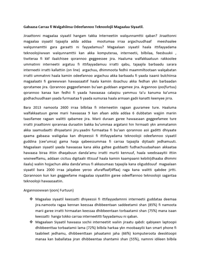 Pirooppoozaala Qorannoo Gochaa | PDF