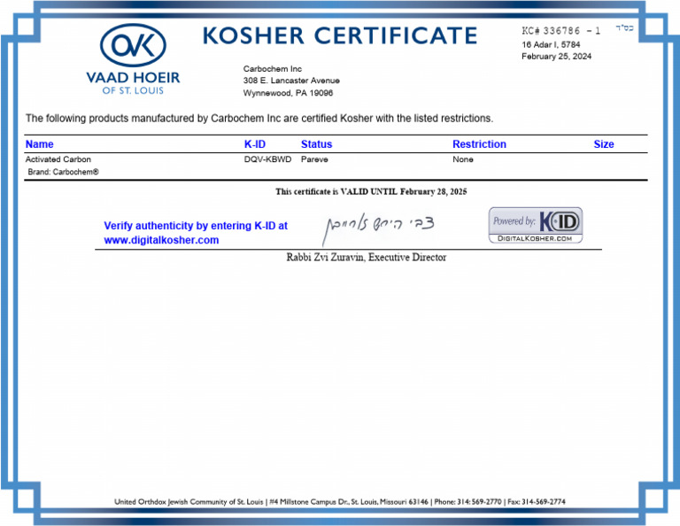 Kosher Certification 2024 | PDF