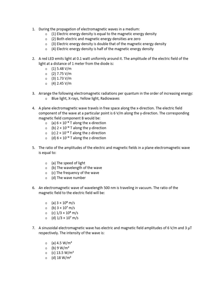 Electromagnetic Waves: Key Concepts & Calculations | PDF | Waves ...