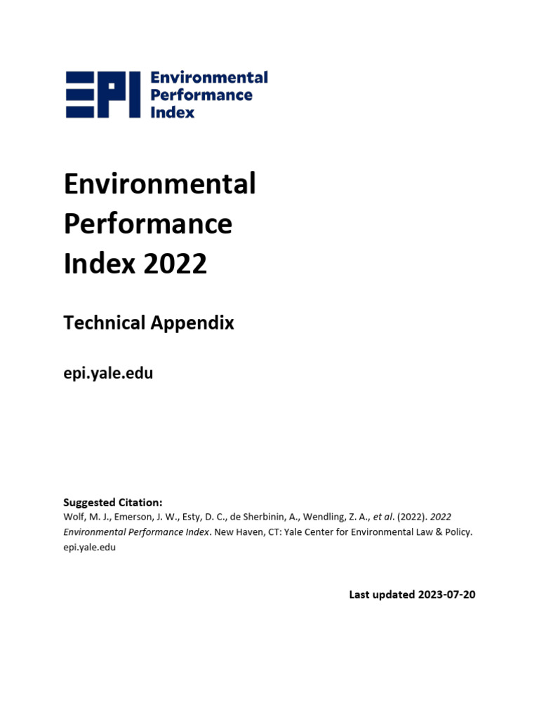 2022 Environmental Performance Index Guide | PDF | Waste | Gross ...