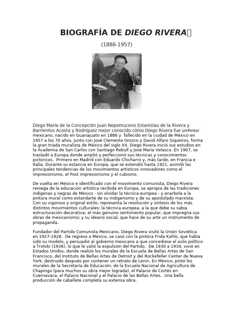 Biografía Diego Rivera | PDF
