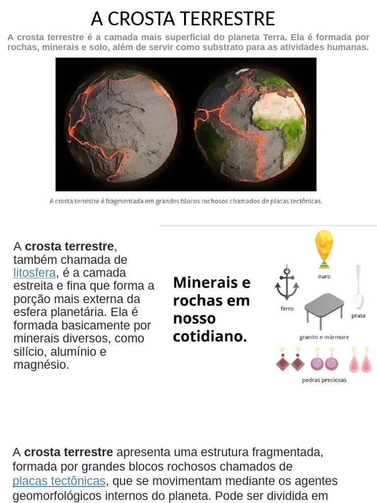 Estrutura e Importância da Crosta Terrestre | PDF | Terra | Rochas ...