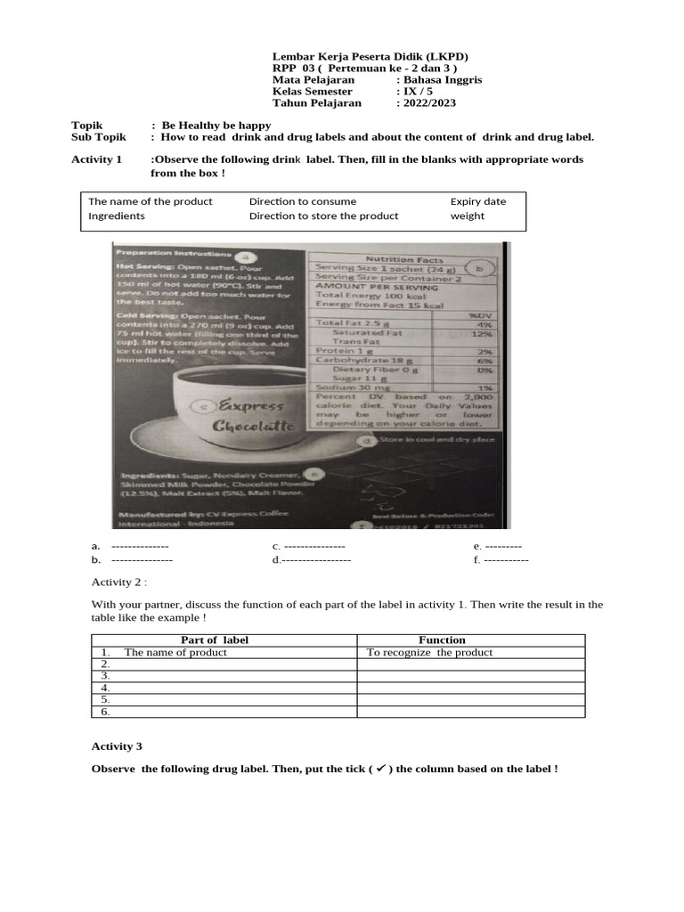 LKPD 3 Pertemuan 2 Dan 3 KD 3.3 Dan 4.3 Asty | PDF | Pharmacology | Pharmacy