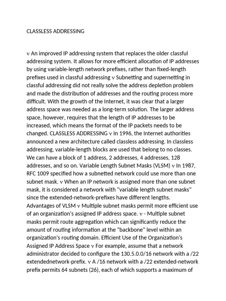 Classless Addressing | PDF | Home & Garden | Computers