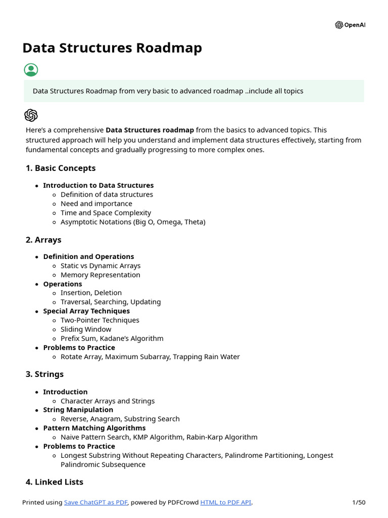 Data Structures Roadmap | PDF | Time Complexity | Theoretical Computer ... Data Structures Roadmap | PDF | Time Complexity | Theoretical Computer ...