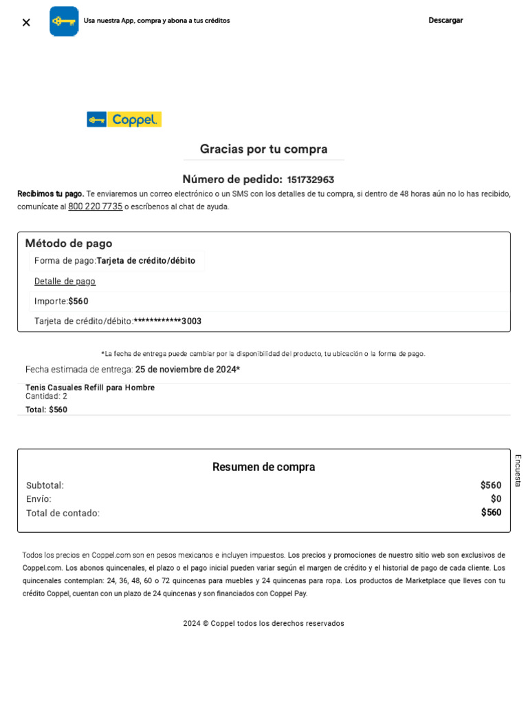 Coppel - Confirmación Del Pedido | PDF