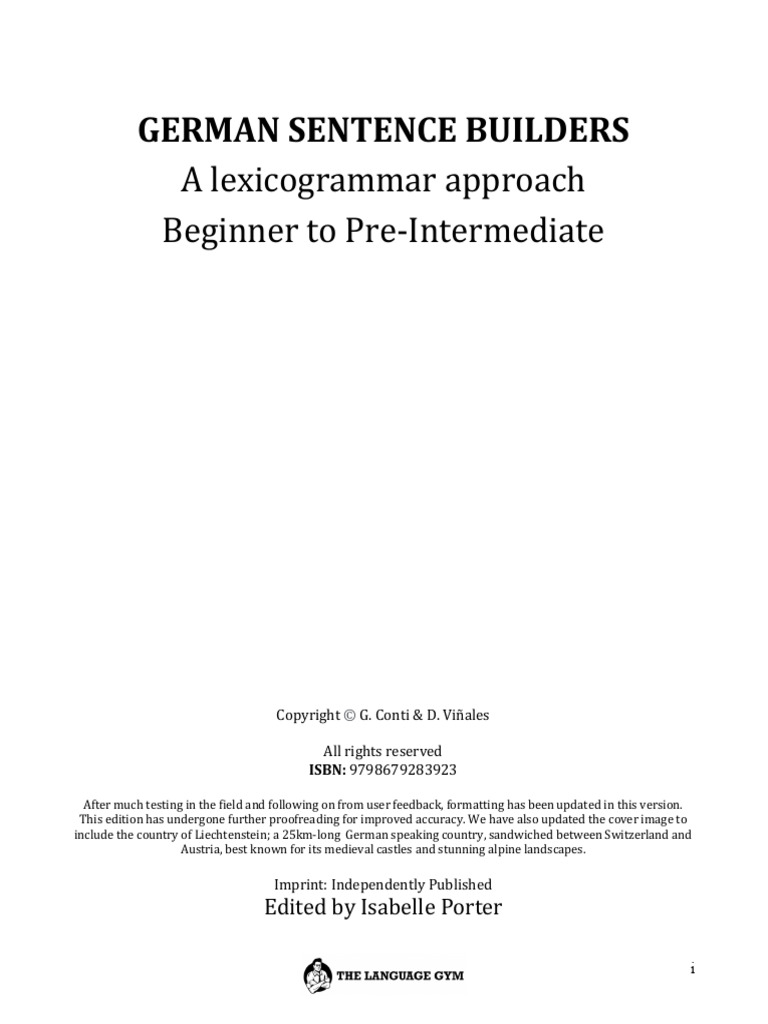 German Sentence Builders - Begginer - Unit 1 | PDF | Adjective | Noun