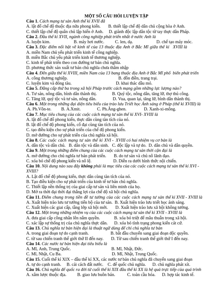 MỘT SỐ CÂU HỎI LUYỆN TẬP K11 | PDF