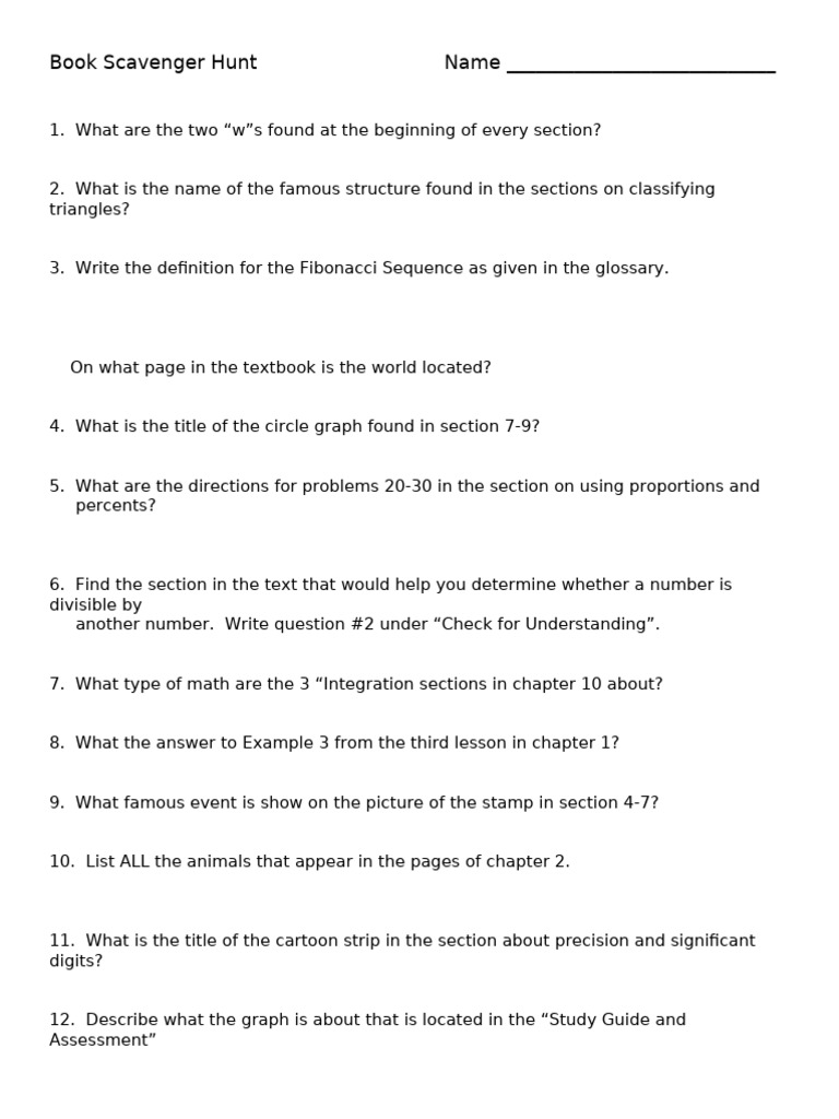 Book Scavenger Hunt Guide | PDF