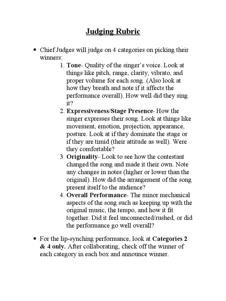 Judging Rubric | PDF