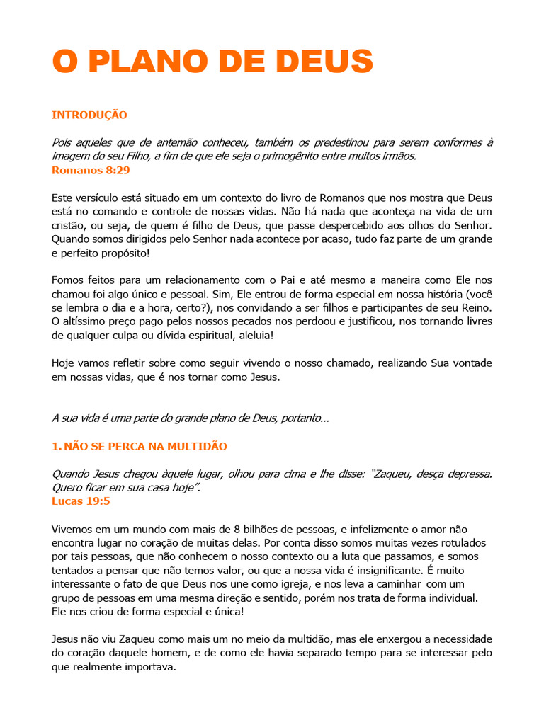 O Plano de Deus | PDF | Jesus | Deus