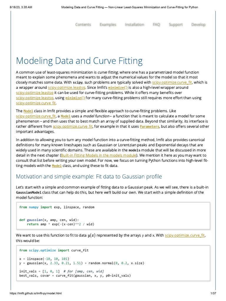 (Important) - ) Modeling Data and Curve Fitting - Non-Linear Least-Squares Minimization and ...
