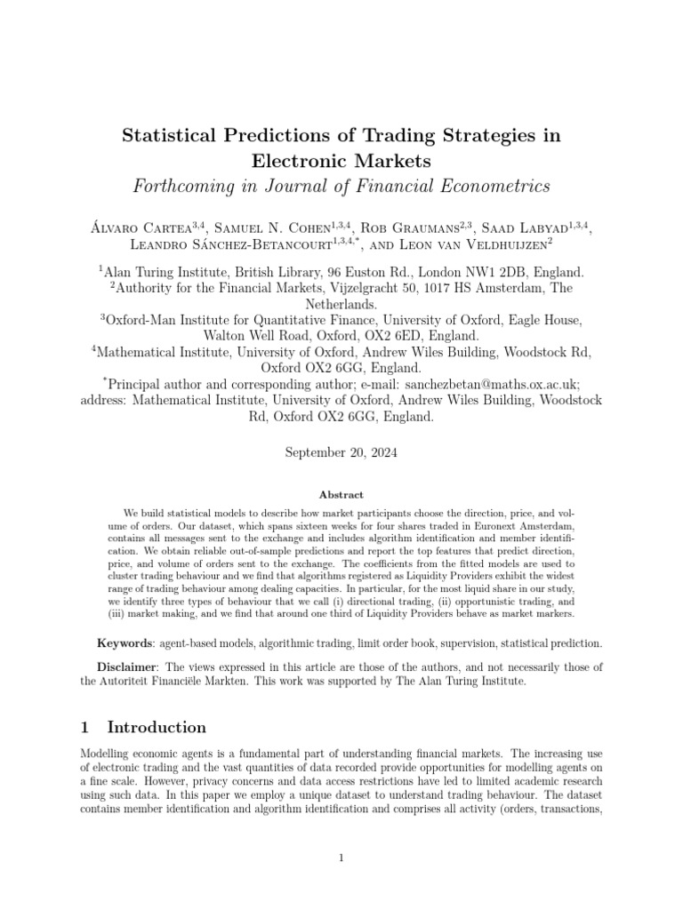 Statistical Predictions of Trading Strategies | PDF | High Frequency ...