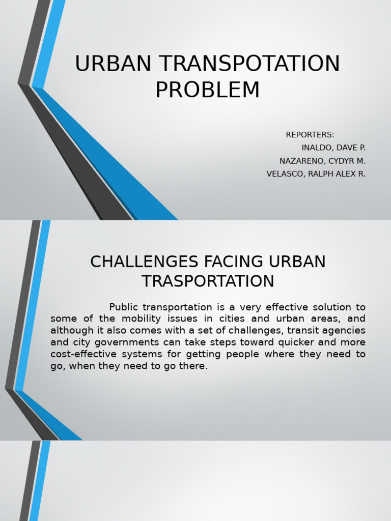 Urban Transpotation Problem | PDF | Traffic Congestion | Public Transport