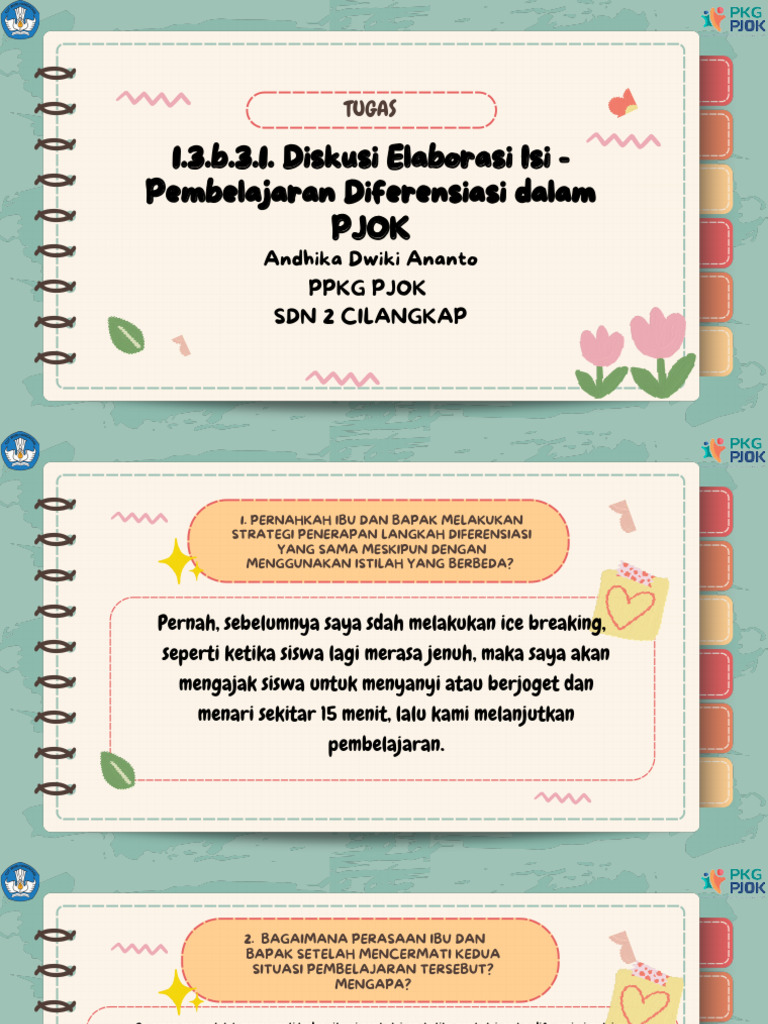 PJOK Andhika Dwiki Ananto PPKG PJOK KELAS 1 SDN 2 CILANGKAP | PDF