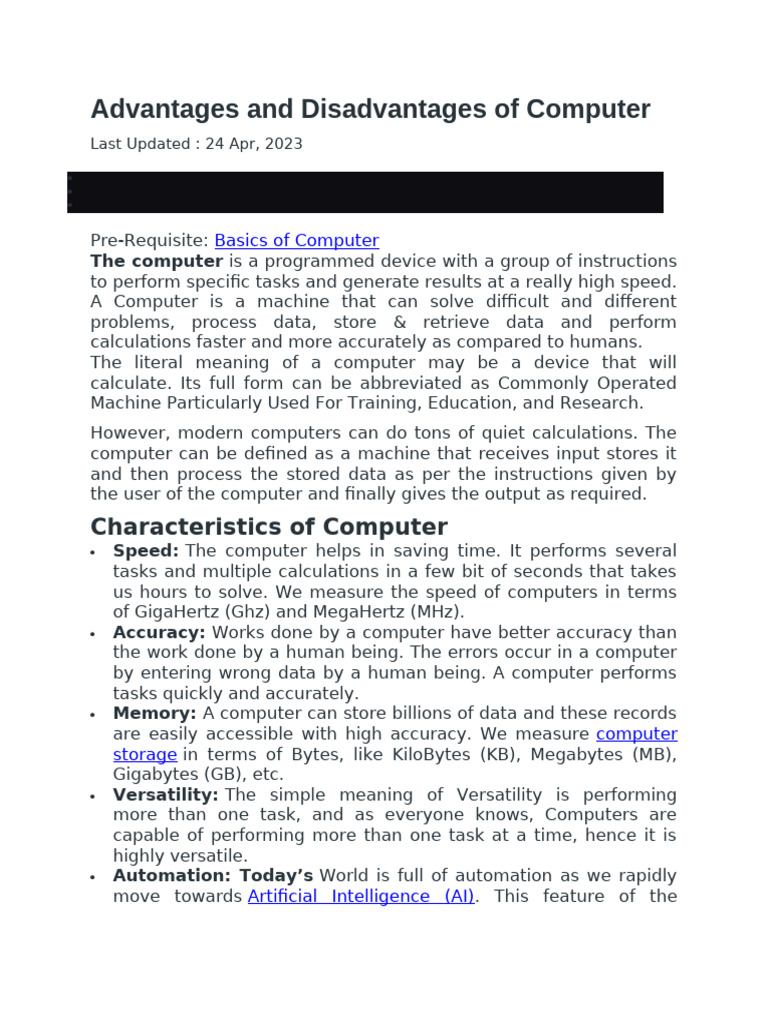 Computer Pros and Cons Guide | PDF | Cybercrime | Computer Data Storage