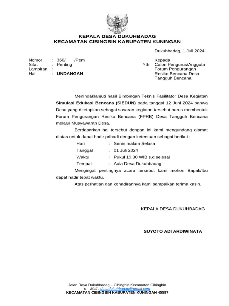 Undangan Musdes Pembentukan FPRB | PDF