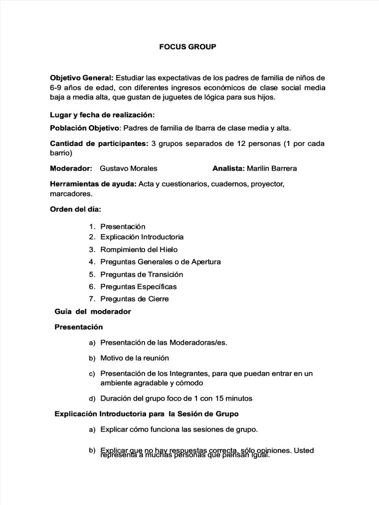 Esquema de Focus Group | PDF