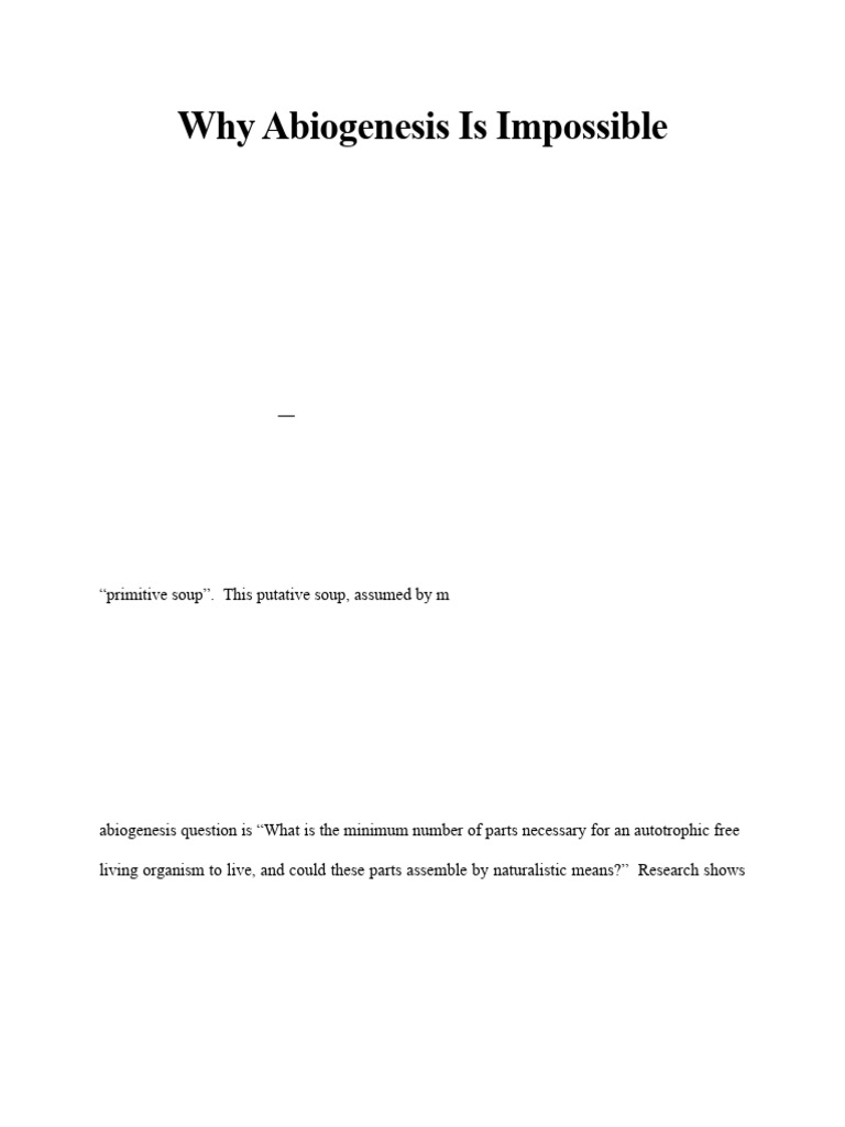 Why Abiogenesis Is Impossible | PDF | Abiogenesis | Life