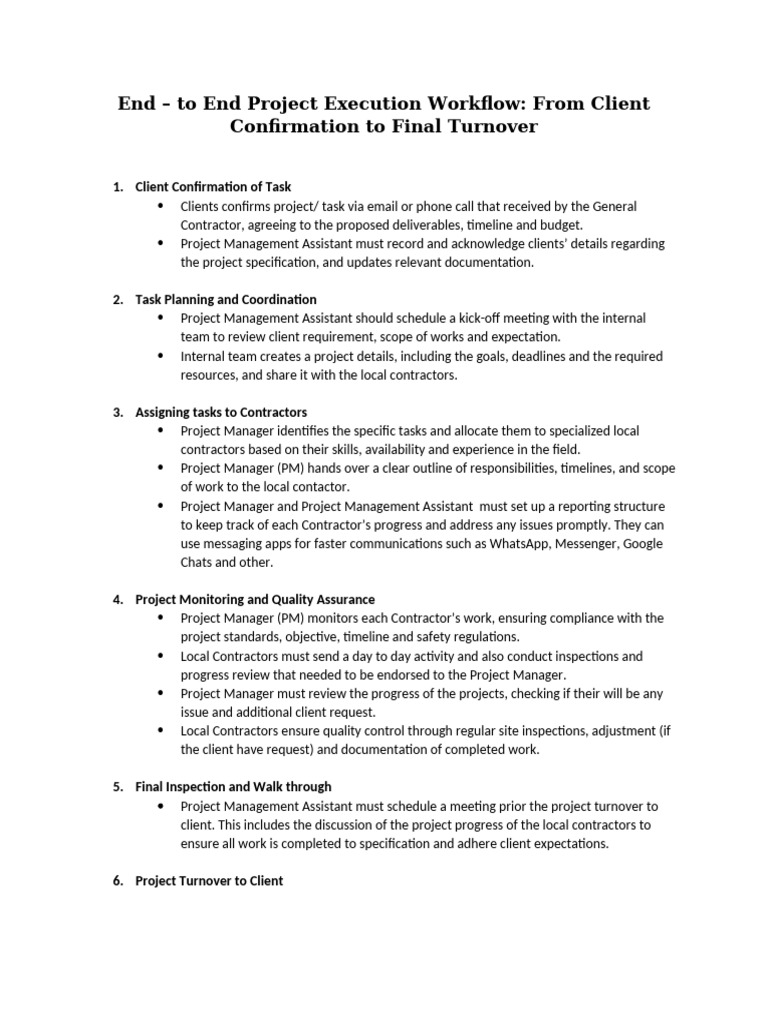 End To End Project Execution Workflow From Client Confirmation To Final ... End To End Project Execution Workflow From Client Confirmation To Final ...