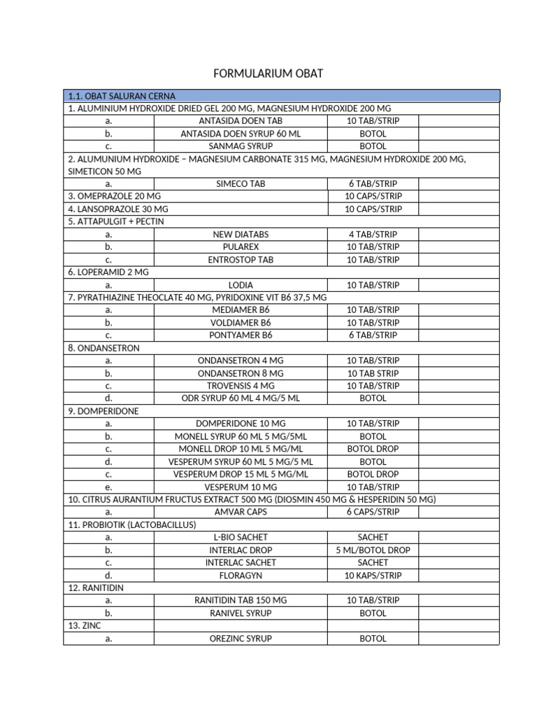 Formularium Obat Klinik 02 | PDF | Magnesium | Chemical Substances