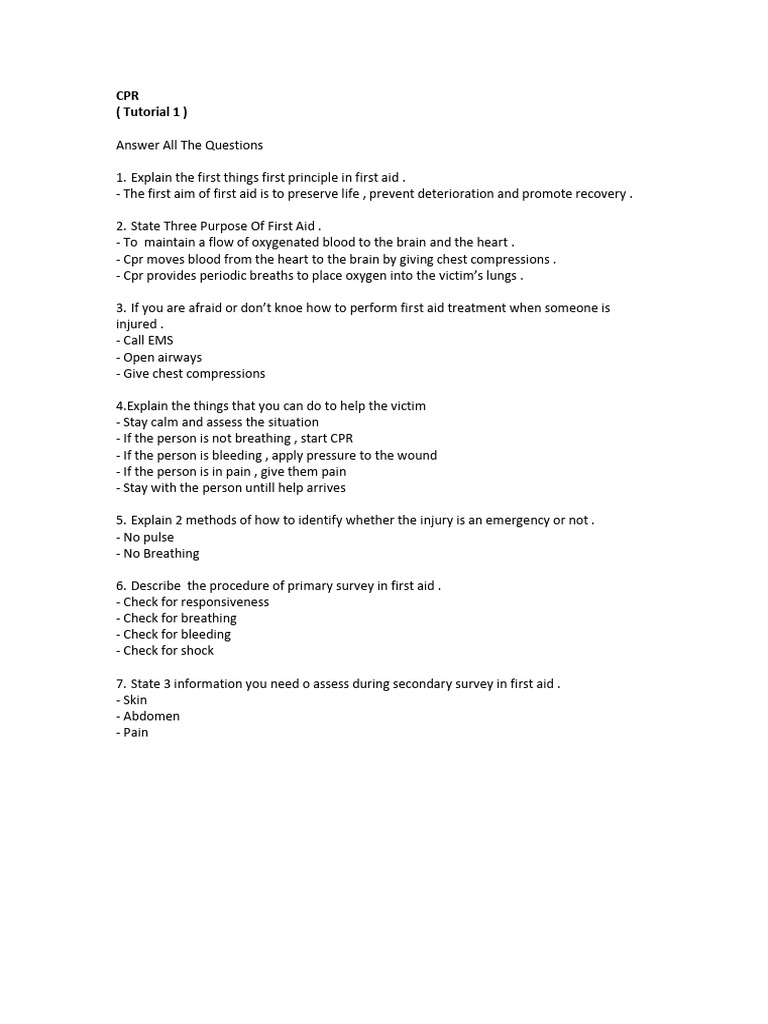 CPR (Tutorial 1) | PDF