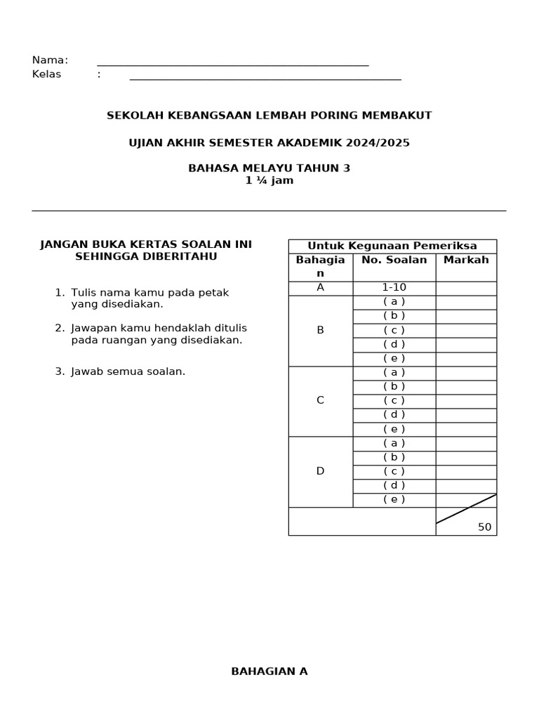 Uasa Tahun 3 Pdf