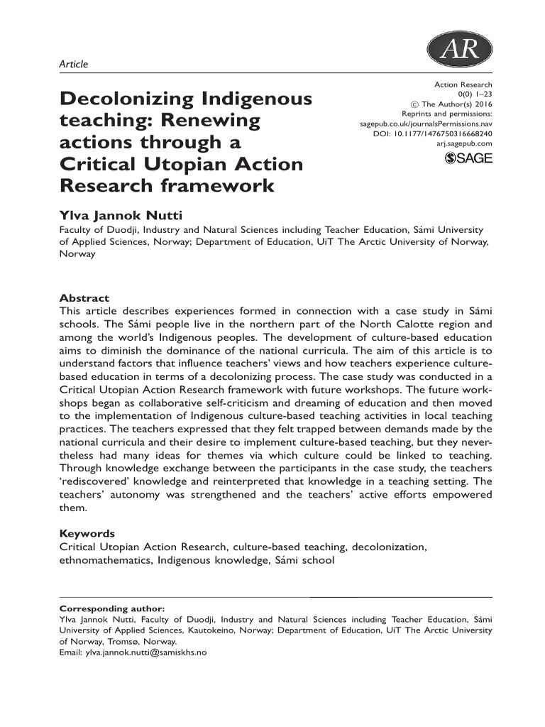 22-2016-Decolonizing Indigenous | PDF | Teachers | Curriculum