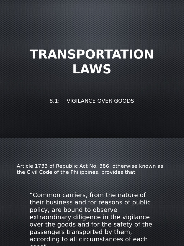 Transportation Laws | PDF | Business | Social Science