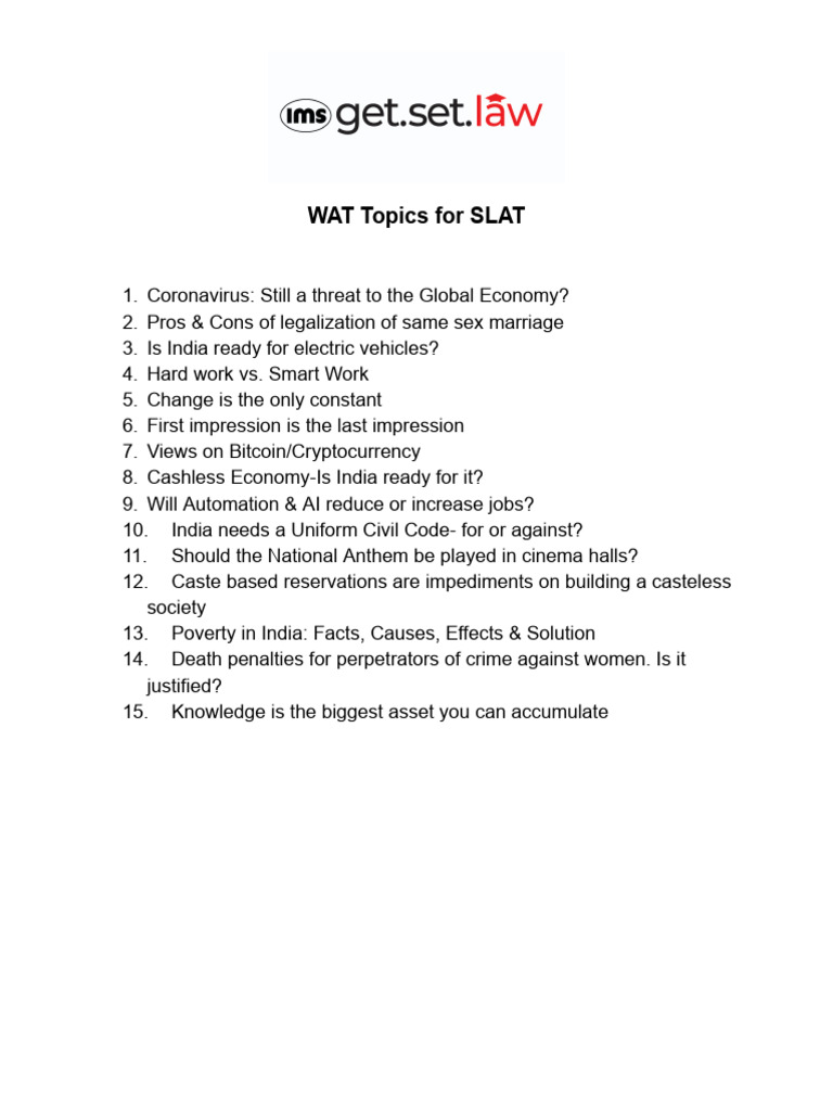 SLAT WAT Topics: Current Issues & Debates | PDF | Social Science ...