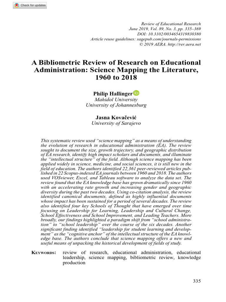 Bibliometric Review of Educational Administration | PDF | Data | Analysis