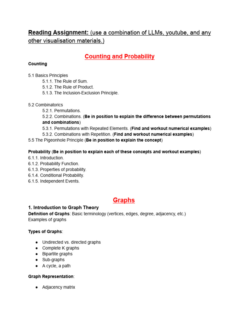 Counting, Probability, and Graph Theory Guide | PDF | Graph Theory | Combinatorics