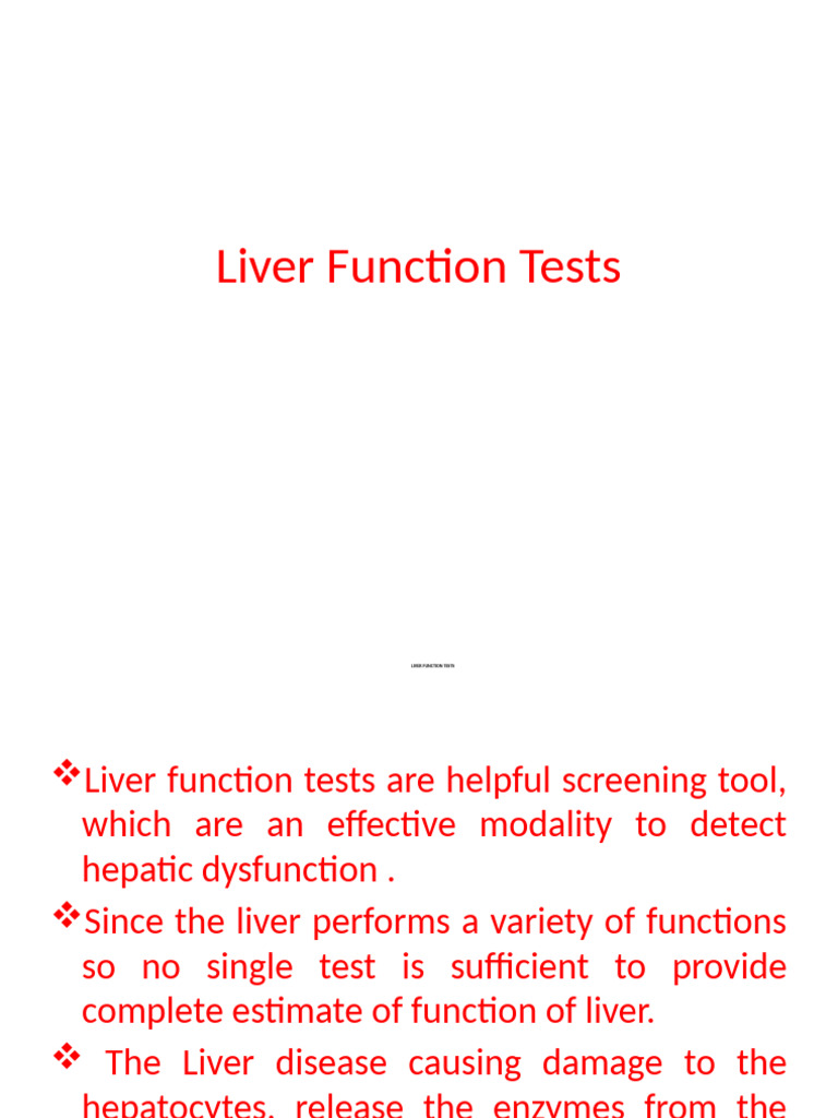 Liver Function Tests | PDF | Lactate Dehydrogenase | Alanine Transaminase
