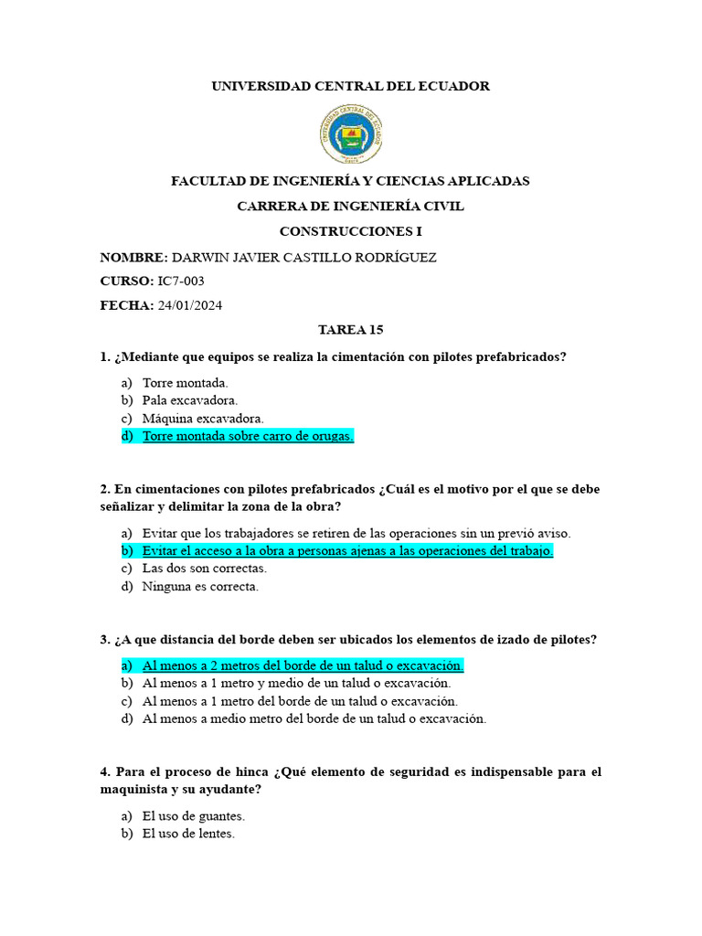 Castillo Darwin C1P3 Tarea#15 | PDF | Fundación profunda