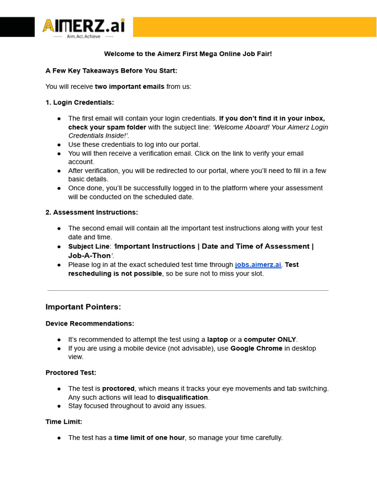 Aimerz Assessment Important Instructions | PDF | Computing