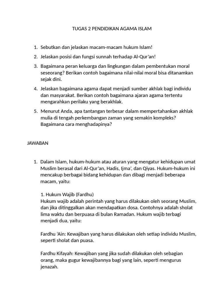 Tugas 2 Pendidikan Agama Islam | PDF | Kesehatan Holistik | Gaya Hidup