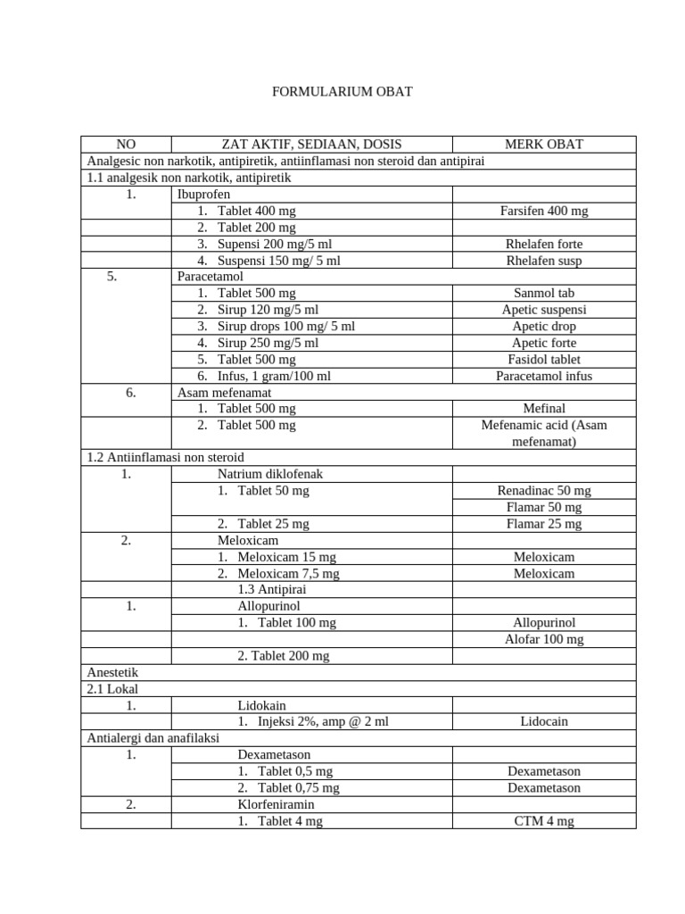 Formularium Obat Klinik | PDF | Pharmacology | Drugs