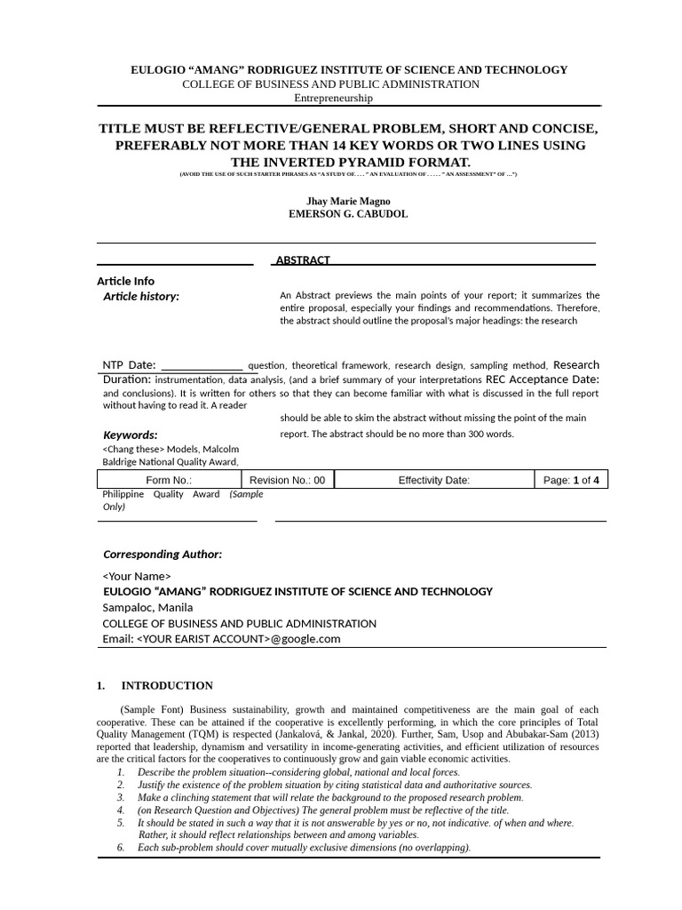 Research Format IMRAD | PDF | Data | Methodology
