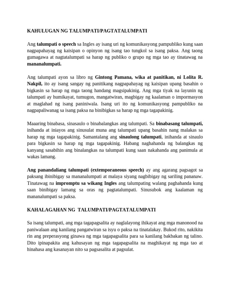 Summarize - Talumpati | PDF