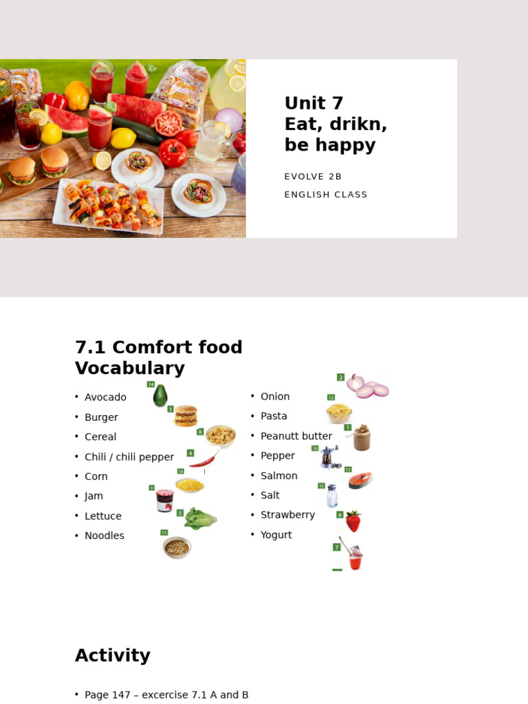 Unit 7 Evolve 2B 4ISC | PDF | Cooking, Food & Wine | Self-Improvement