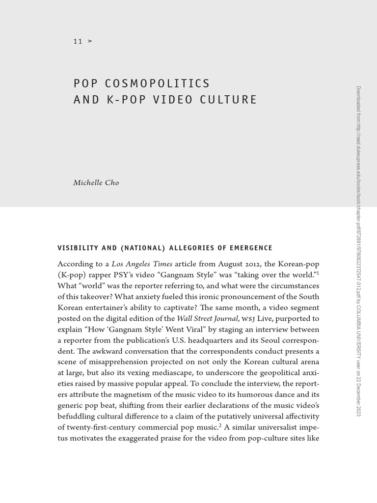 Cho - Pop Cosmopolitics and K-Pop Video Culture | PDF | Consumerism ...