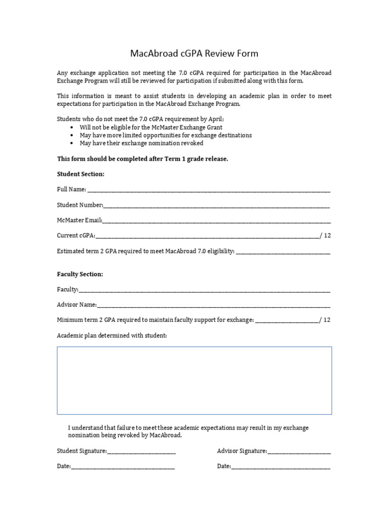 GPA Review Form | PDF