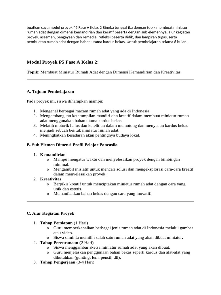 Modul Proyek P5 Fase A Kelas 2:: Topik | PDF