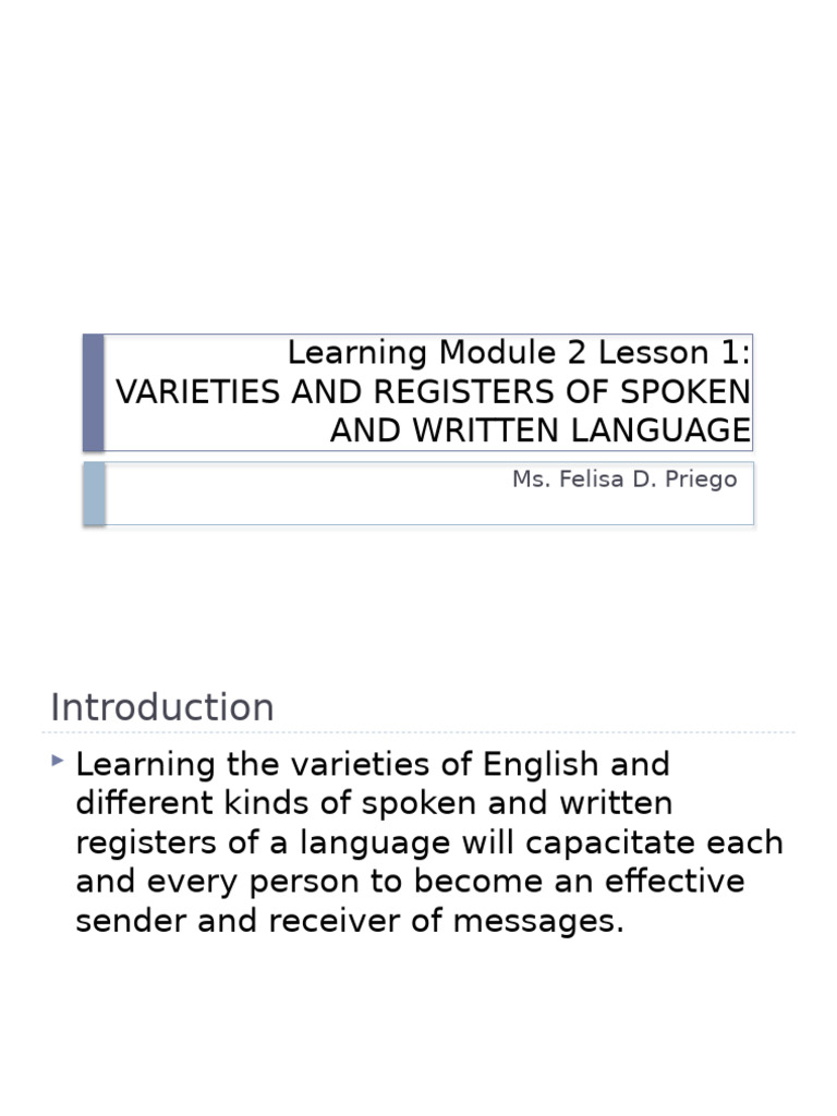 Learning Module 2 Lesson 1 | PDF