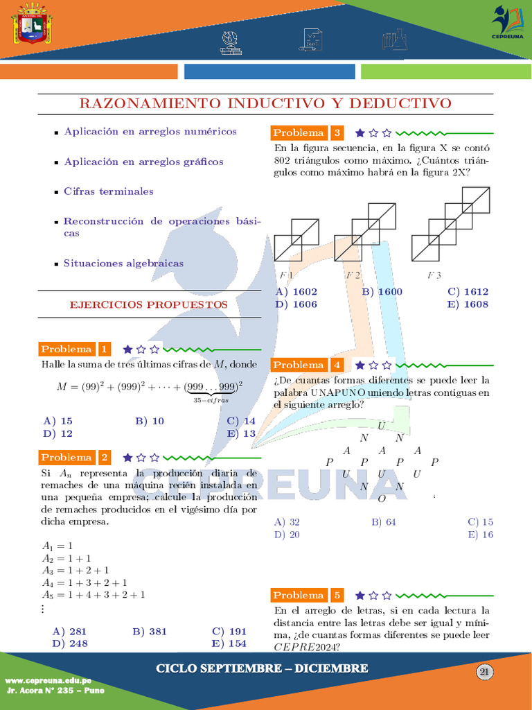 Razonamiento Inductivo Y Deductivo: Área: Ingenierías Semana: 06 Curso: Raz. Matemático | PDF ...