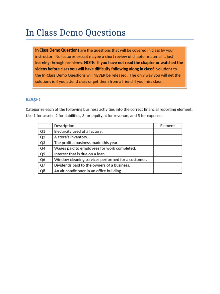 Chapter 2 - in Class Demo Questions - W2022 | PDF | Equity (Finance ...