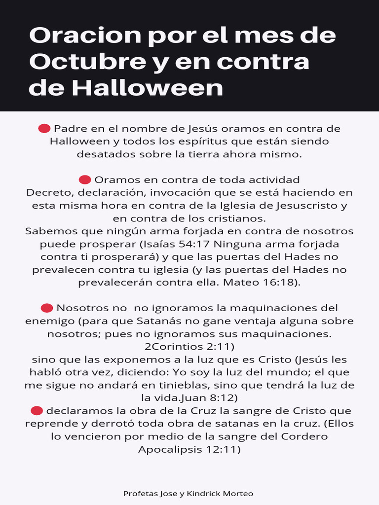 Oraciones en Contra de Halloween | PDF | Cristo (título) | Oración